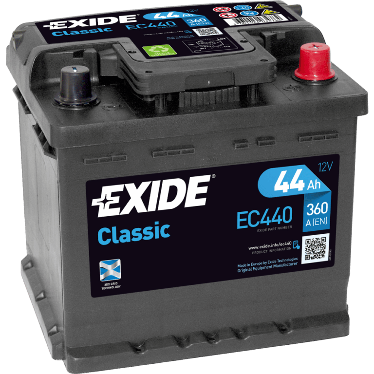 Exide Classic EC440 Battery. 44Ah - 360A(EN) 12V. Box L1 (207x175x190mm ...